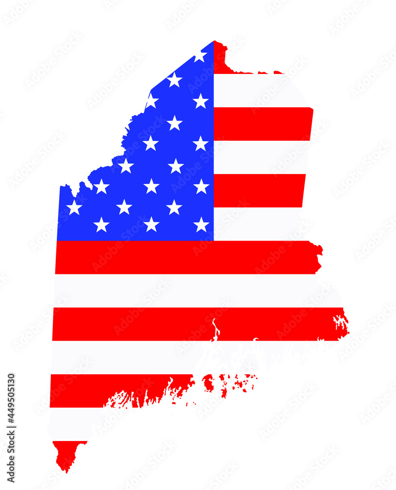 Maine state map vector silhouette illustration. United States of ...