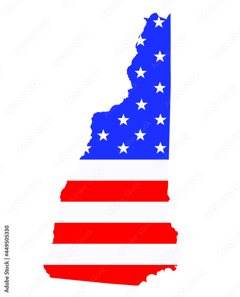 New Hampshire state map vector silhouette illustration. United States ...
