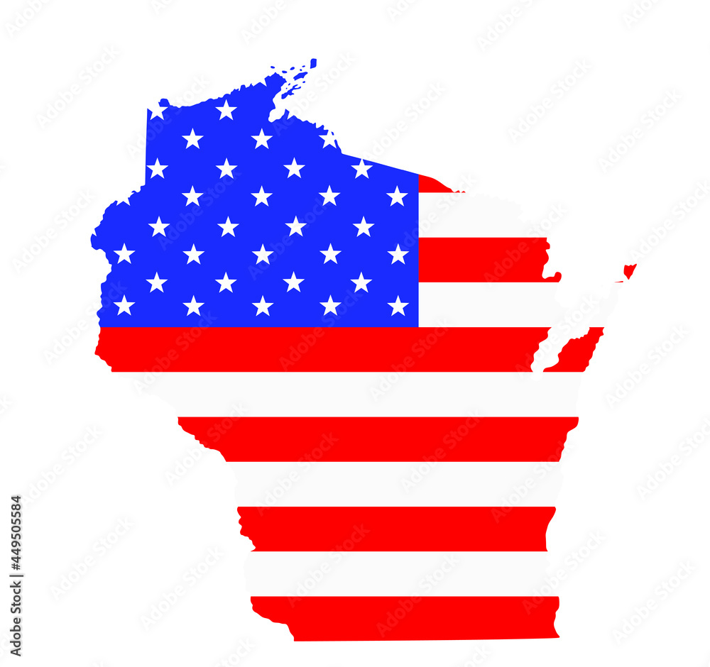 Wisconsin state map vector silhouette illustration. United States of ...