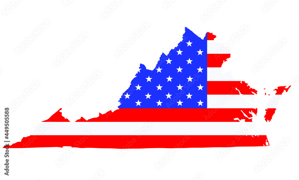 Virginia state map vector silhouette illustration. United States of ...