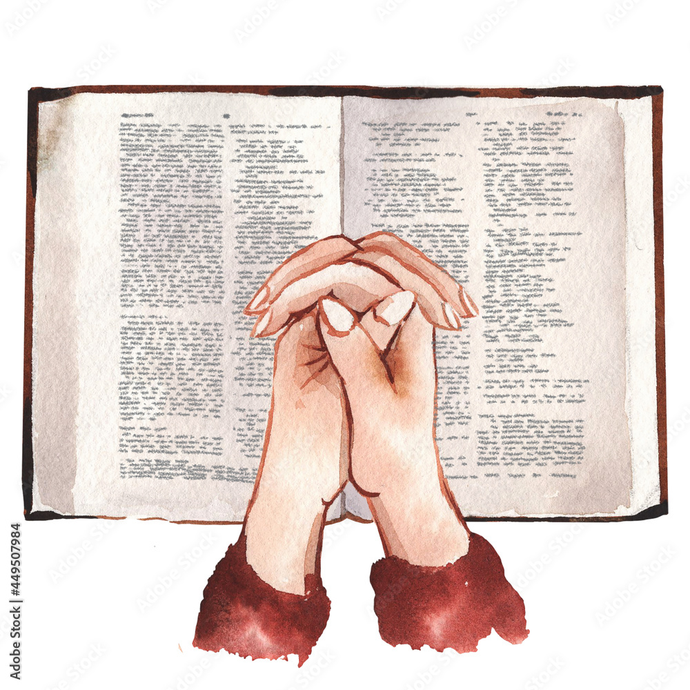 watercolor illustration holy bible on white background. Design for ...