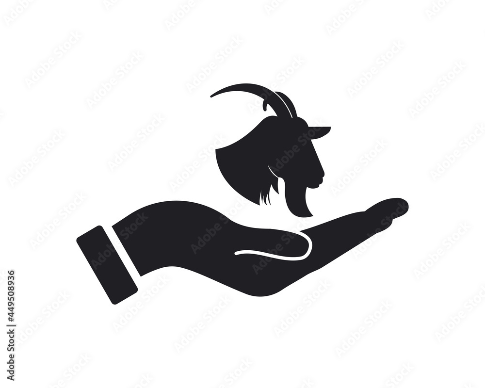 Hand Goat logo design. Deer logo with Hand concept vector. Hand and ...