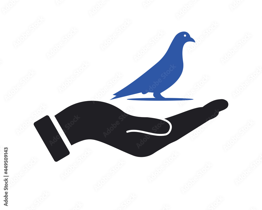 Hand Bird logo design. Dove logo with Hand concept vector. Hand and ...