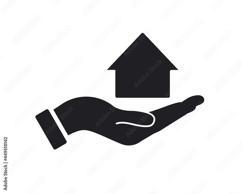 Hand Home logo design. Home logo with Hand concept vector. Hand and ...