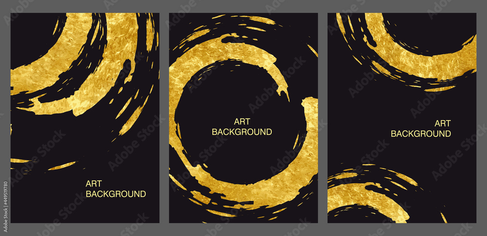 large set of poster design with gold. vector set of black and gold ...