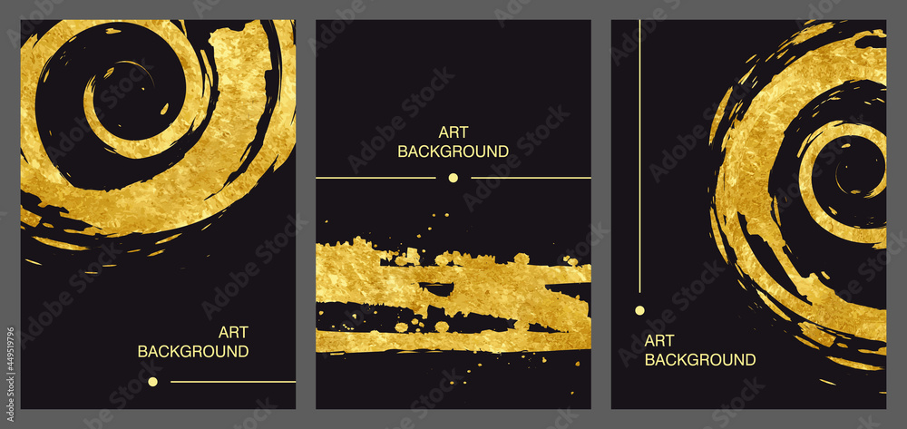 large set of poster design with gold. vector set of black and gold ...