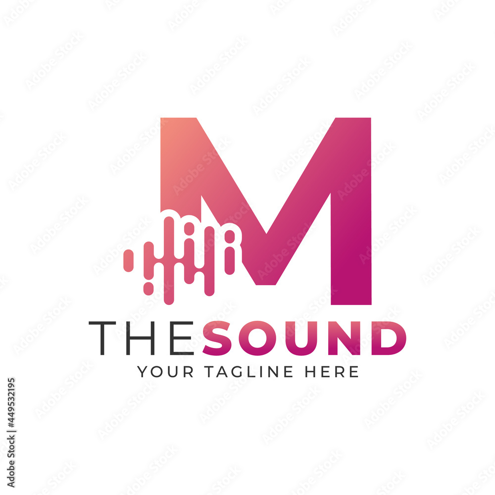 Music Logo. Creative Letter M Trendy Design Logo Concept with Sound ...