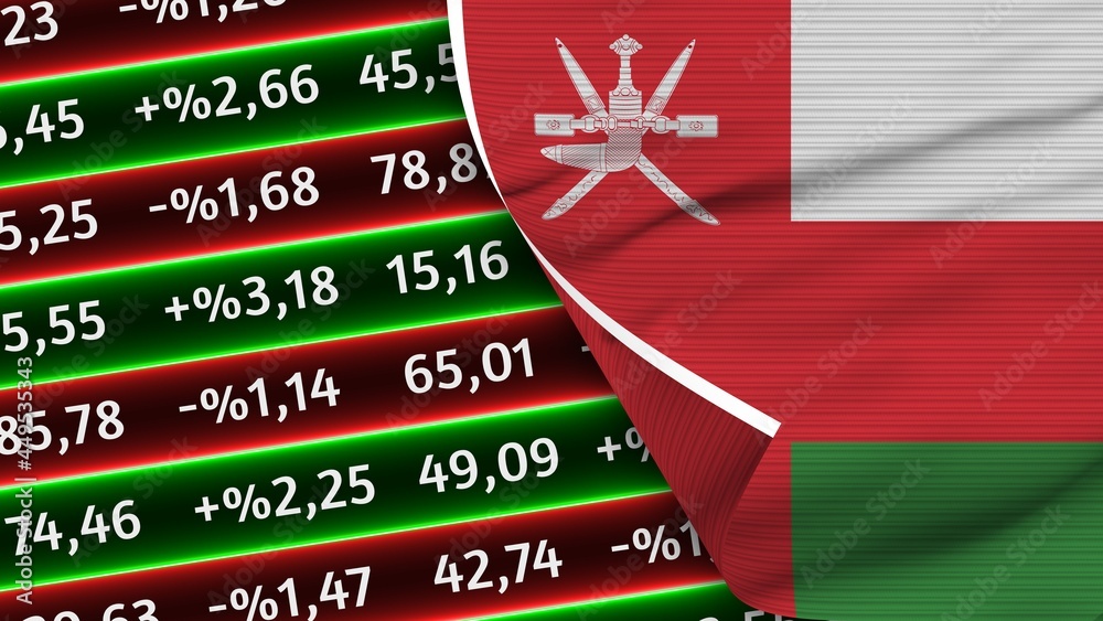 Oman Realistic Flag, Stock Finance Market Numbers, Fabric Texture ...
