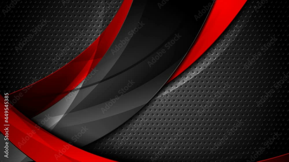 Red and black abstract technology glossy wavy motion design with ...