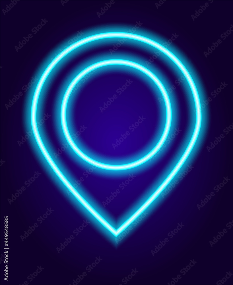Vecteur Stock Vector neon location pointers in blue colors with a ...