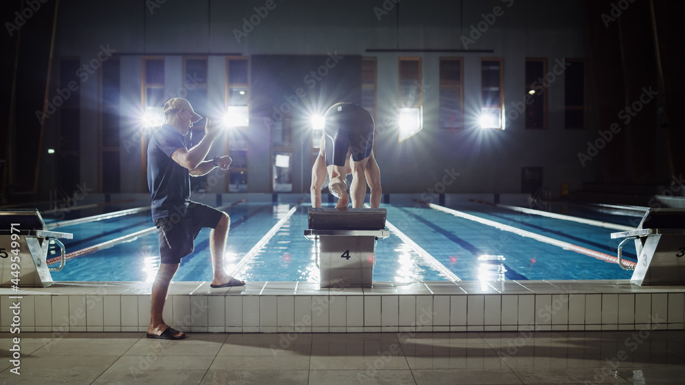 Swimming Pool: Professional Trainer Training Future Champion Swimmer ...