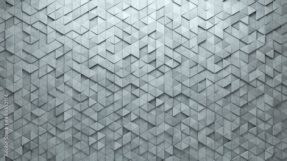 Futuristic, Concrete Wall background with tiles. Triangular, tile ...