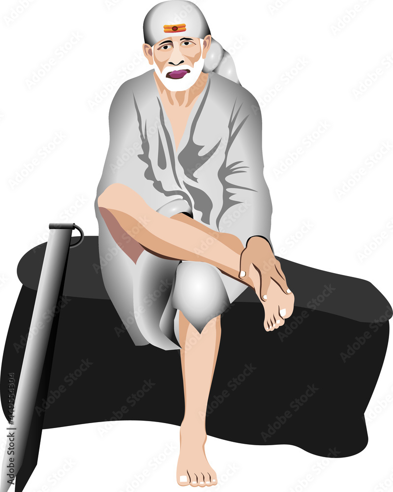 Sai Baba sitting on a rock Stock Vector | Adobe Stock