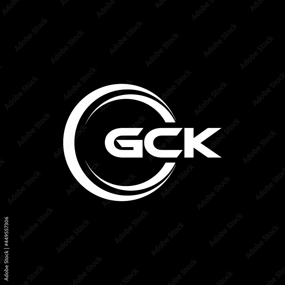 GCK letter logo design with black background in illustrator, vector ...
