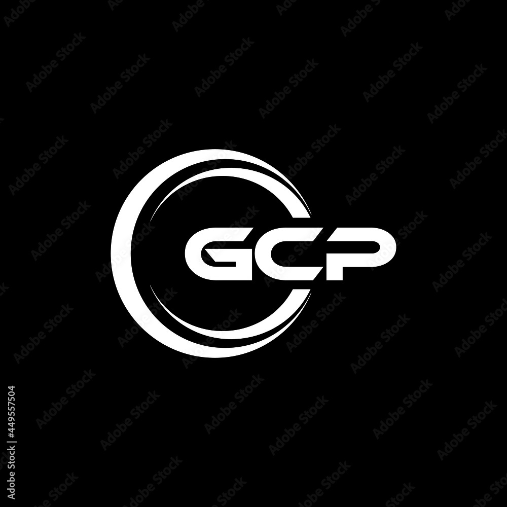 GCP letter logo design with black background in illustrator, vector ...