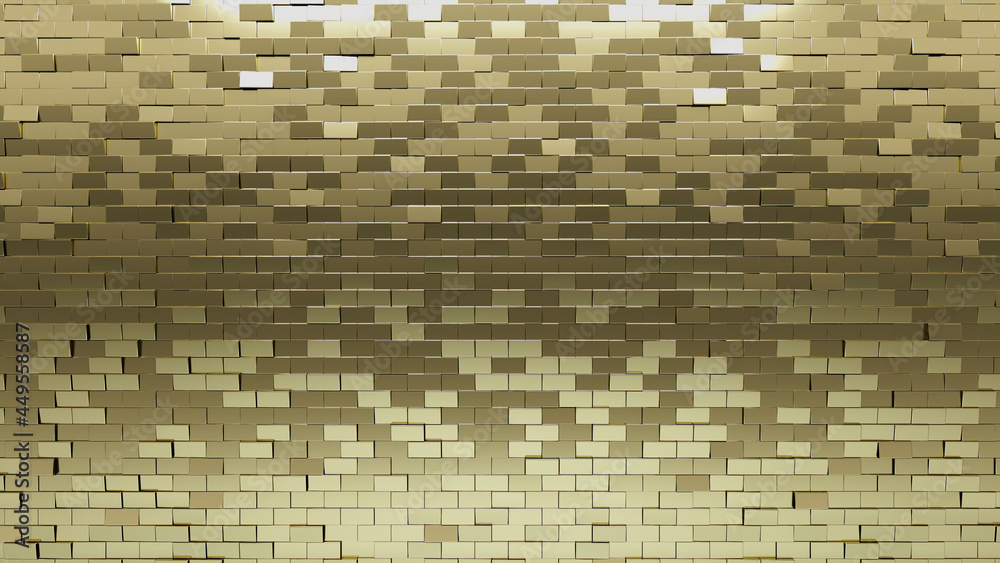 Polished, 3D Wall background with tiles. Gold, tile Wallpaper with ...
