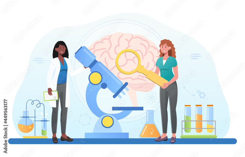 Laboratory scientist study and experiment in human brain and psychology ...