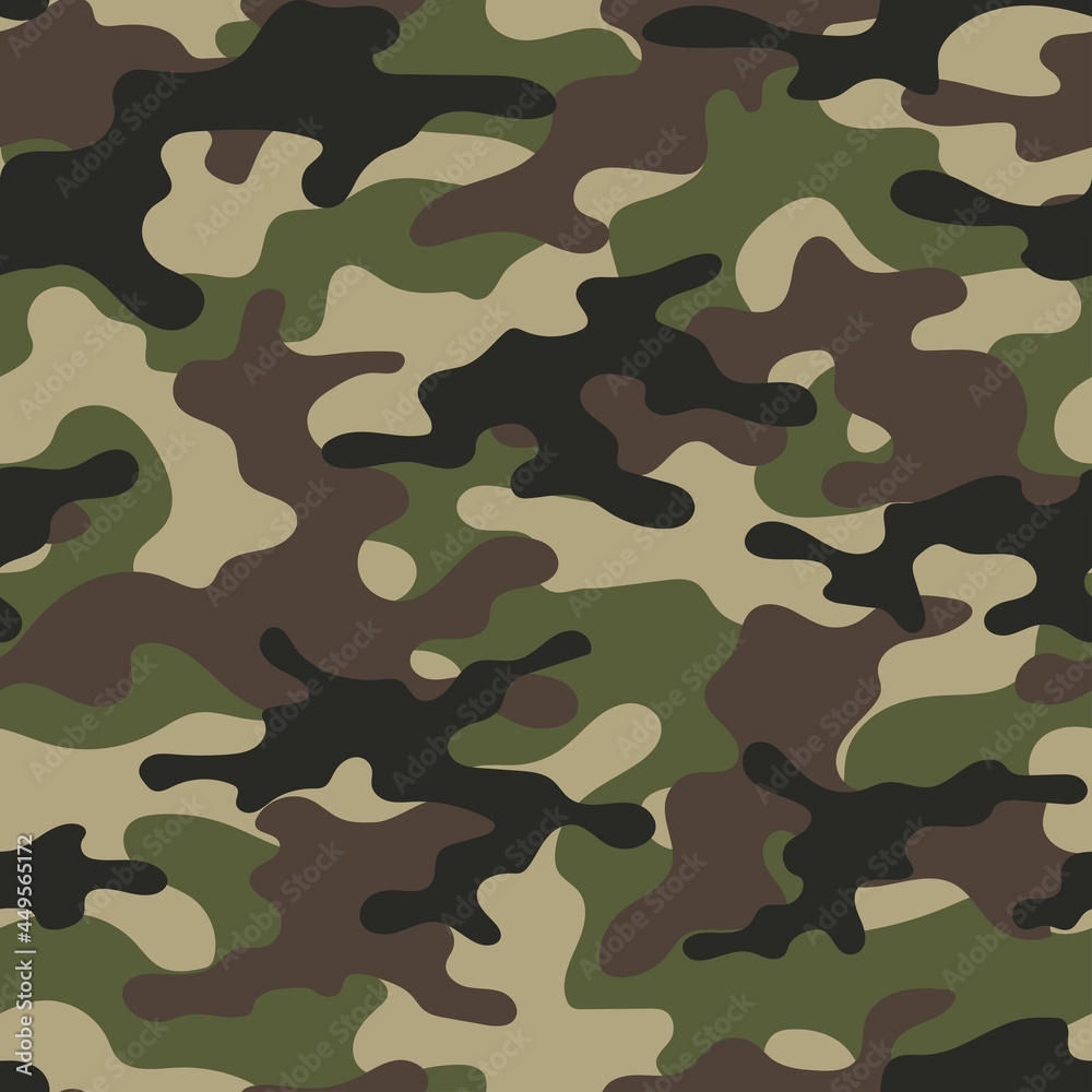 green Camouflage grid seamless pattern. Abstract modern endless camo ...