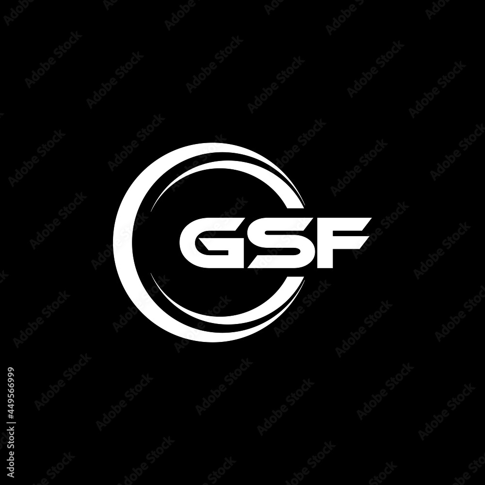 GSF letter logo design with black background in illustrator, vector ...
