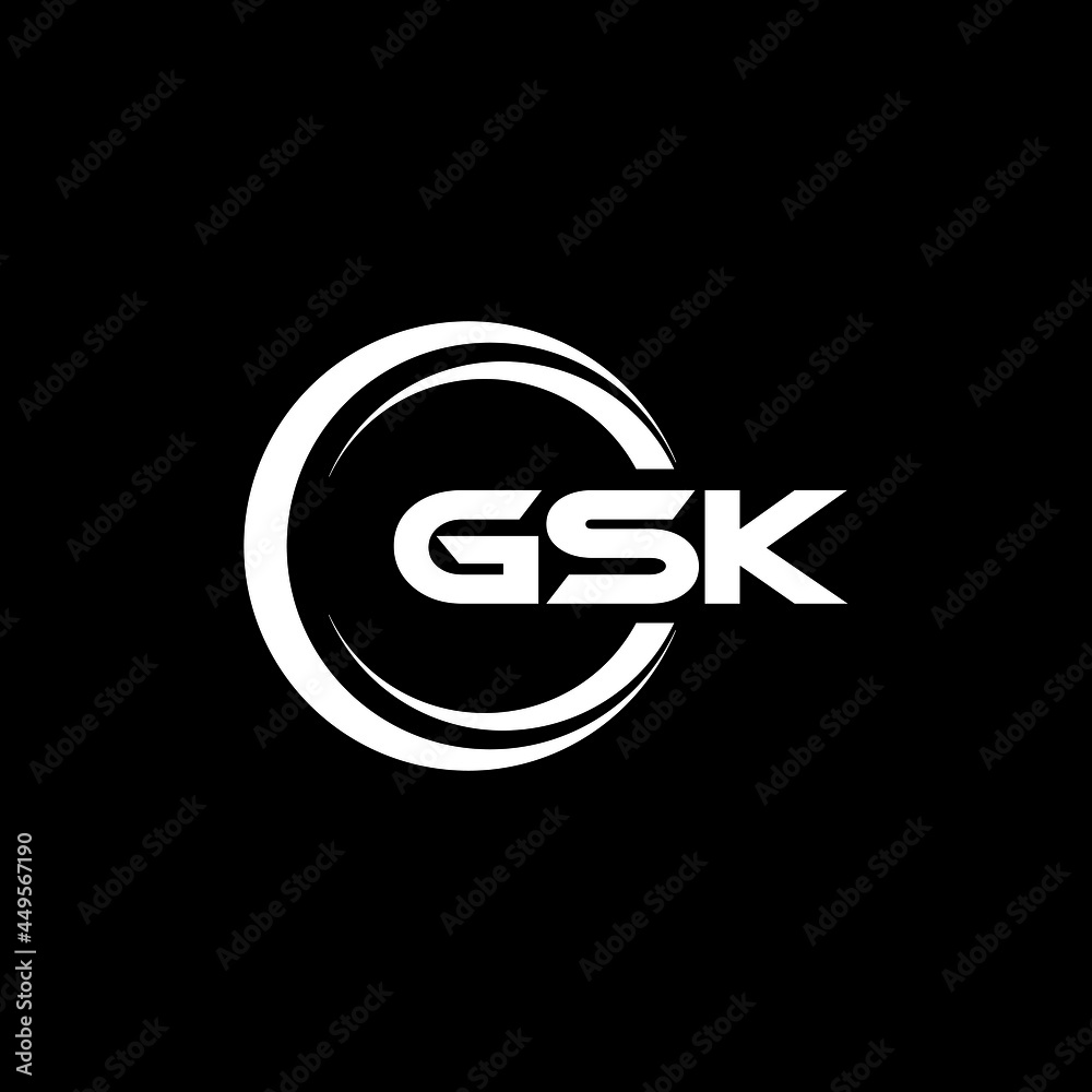 GSK letter logo design with black background in illustrator, vector ...