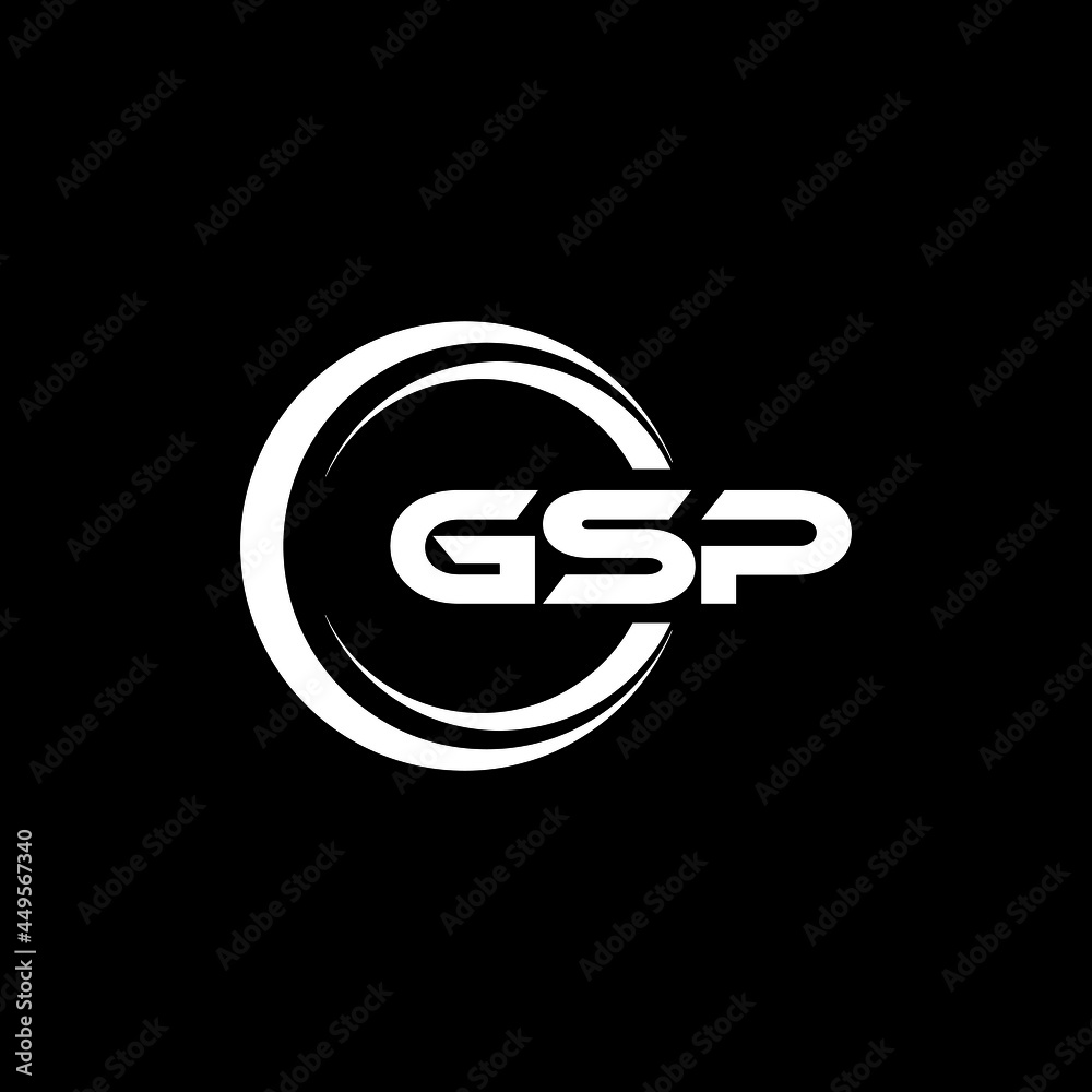 Vettoriale Stock GSP letter logo design with black background in ...