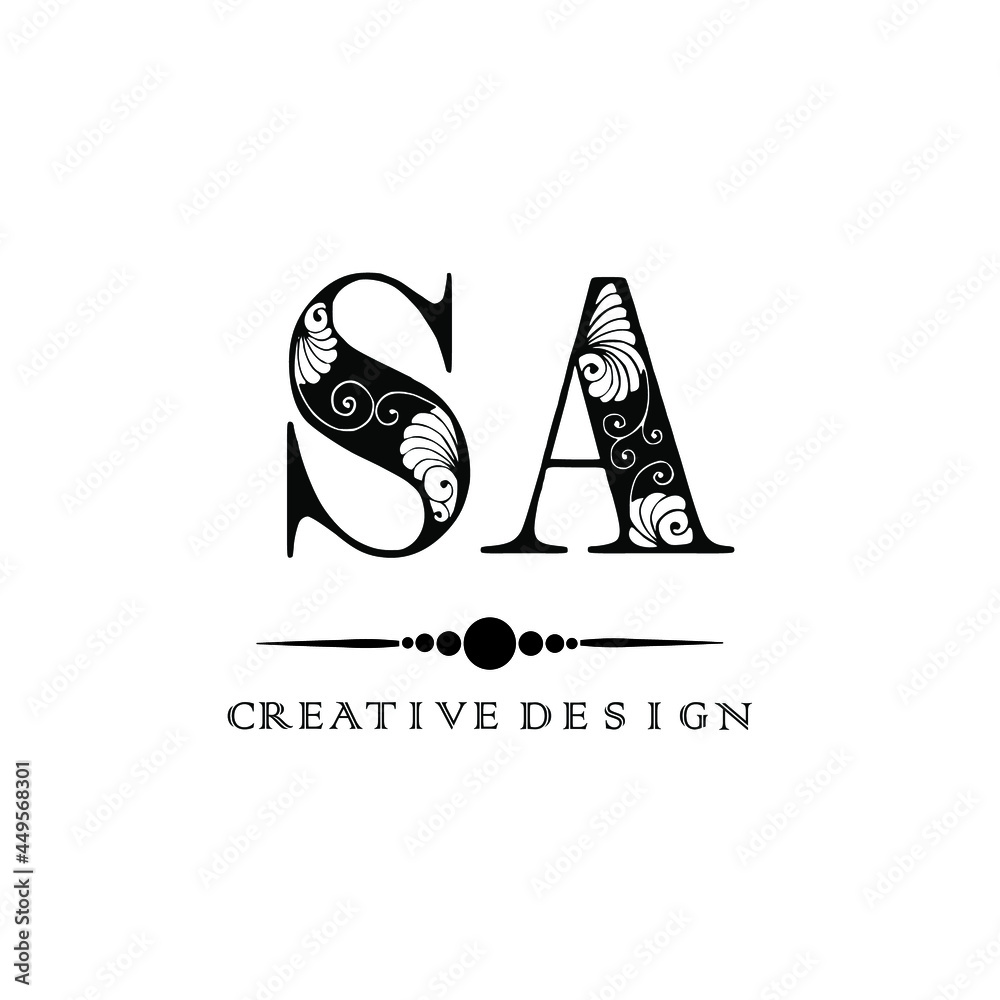 SA.SA letter logo. Beauty monogram and elegant logo design .Botanical ...