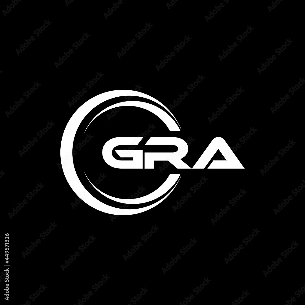 GRA letter logo design with black background in illustrator, vector ...