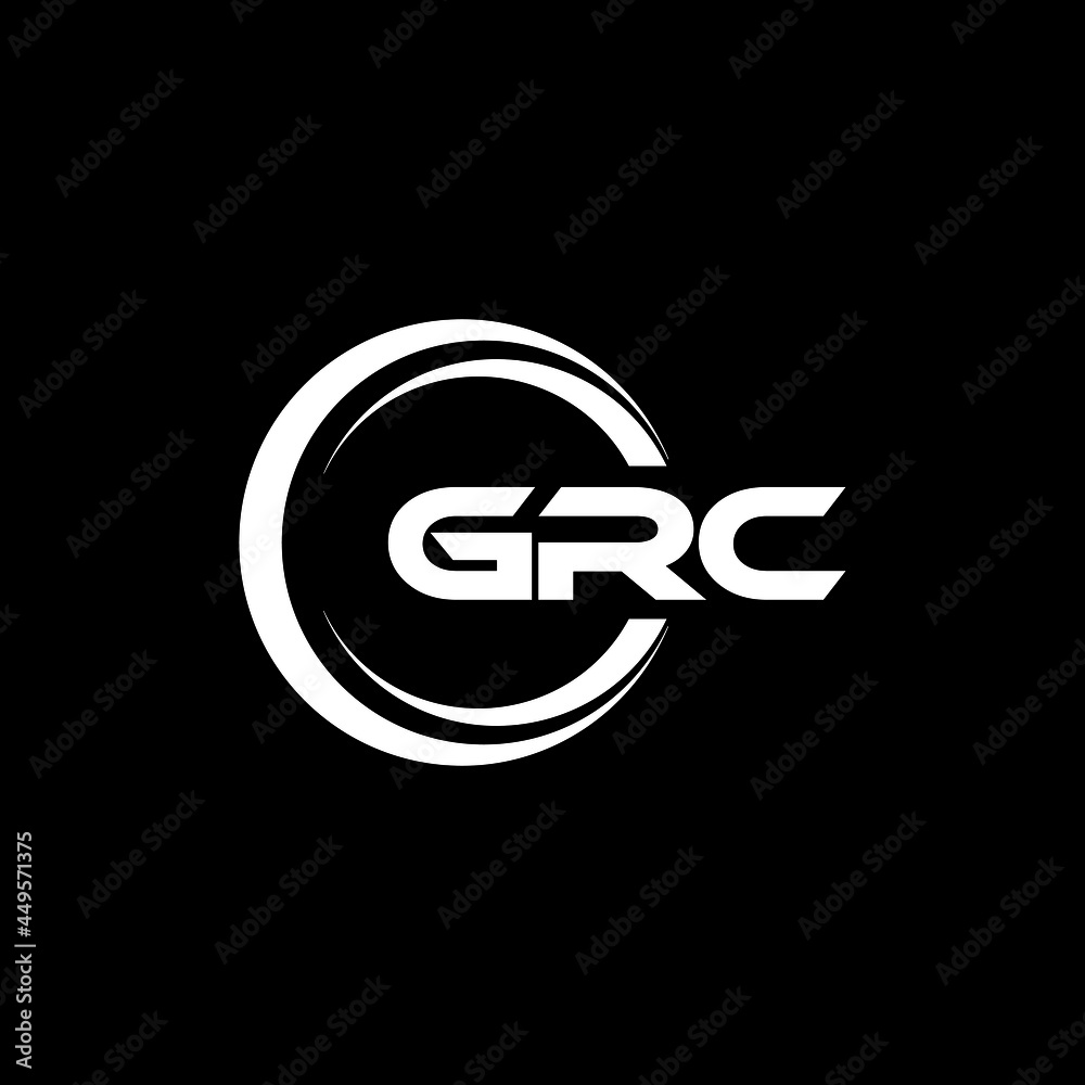 Vecteur Stock GRC letter logo design with black background in ...