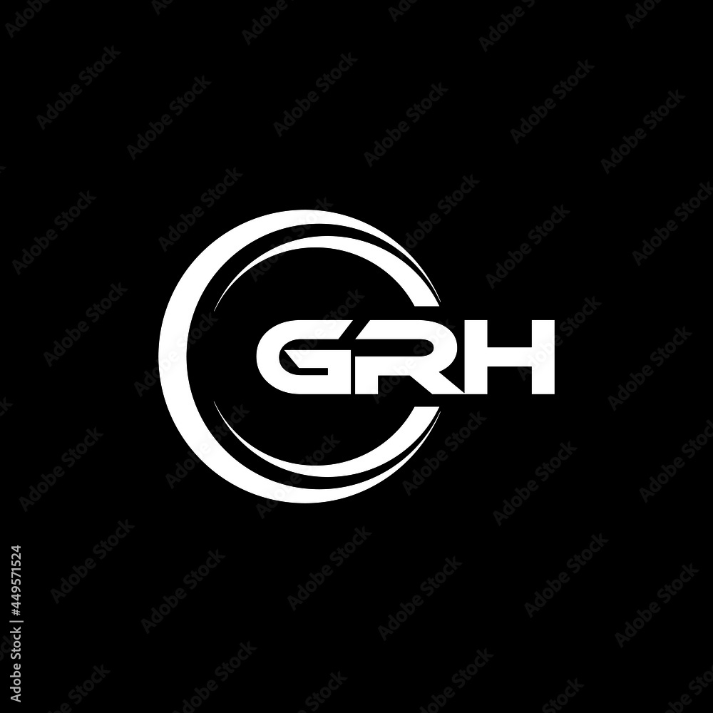 Vecteur Stock GRH letter logo design with black background in ...