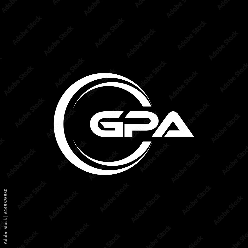 Vecteur Stock GPA letter logo design with black background in ...