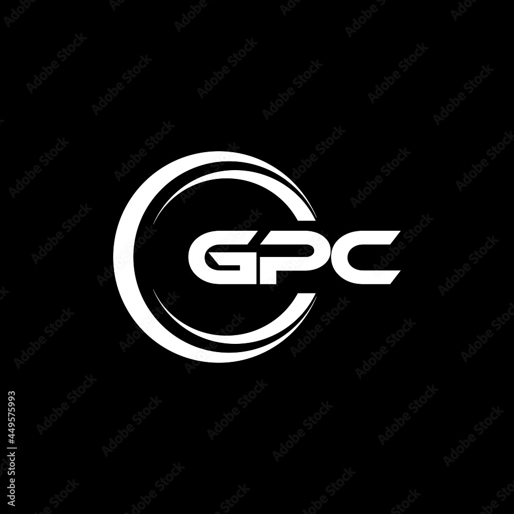 GPC letter logo design with black background in illustrator, vector ...