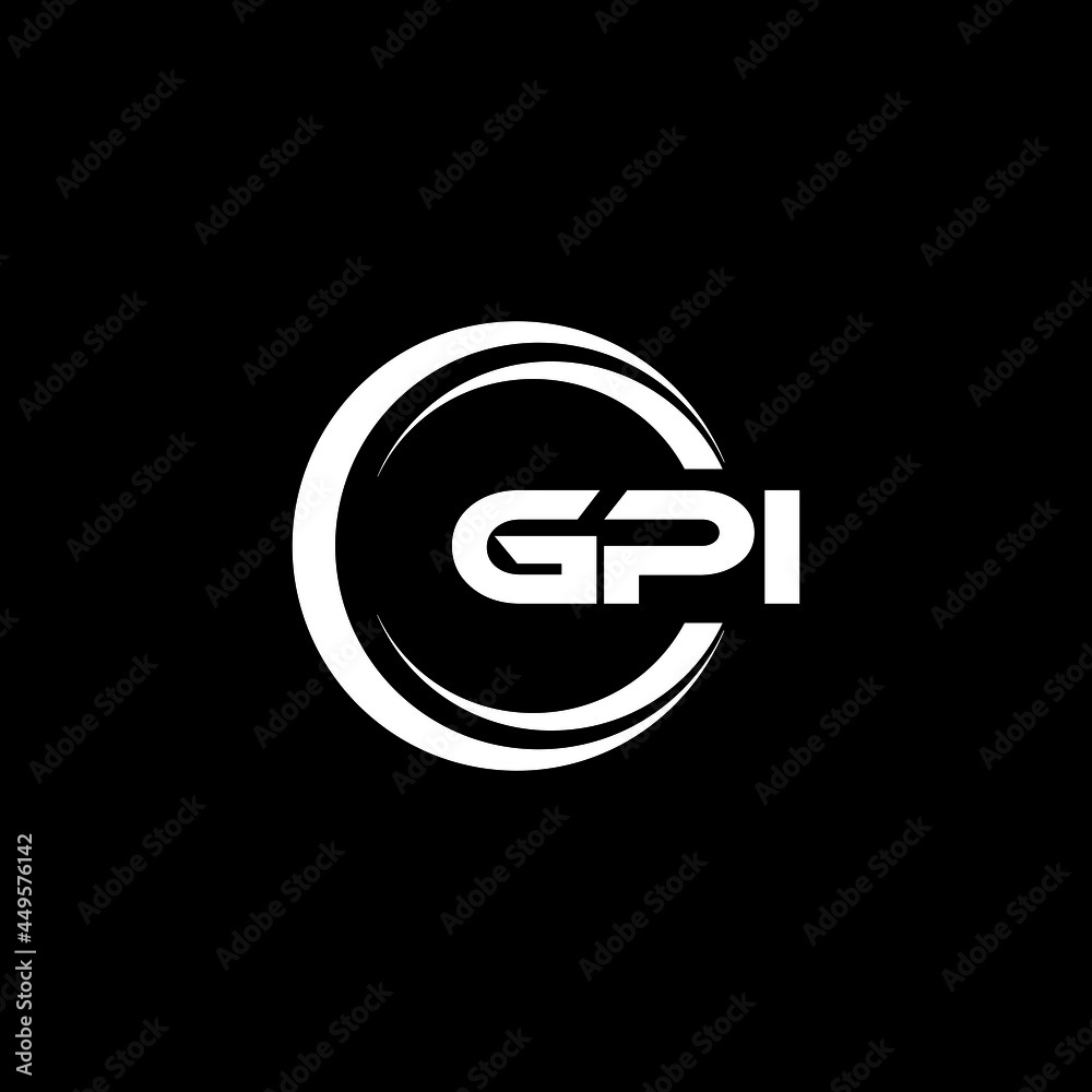 GPI letter logo design with black background in illustrator, vector ...