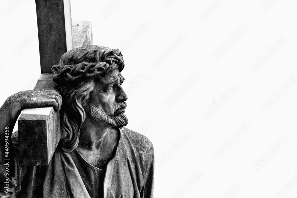 Holy cross with Jesus Christ. Ancient stone statue. Stock Photo | Adobe ...