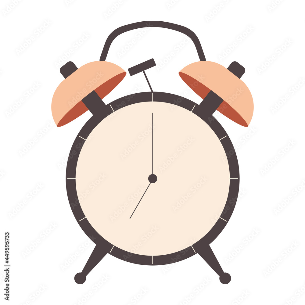 ภาพประกอบสต็อก Vintage alarm clock with arrows showing 7 am isolated on ...