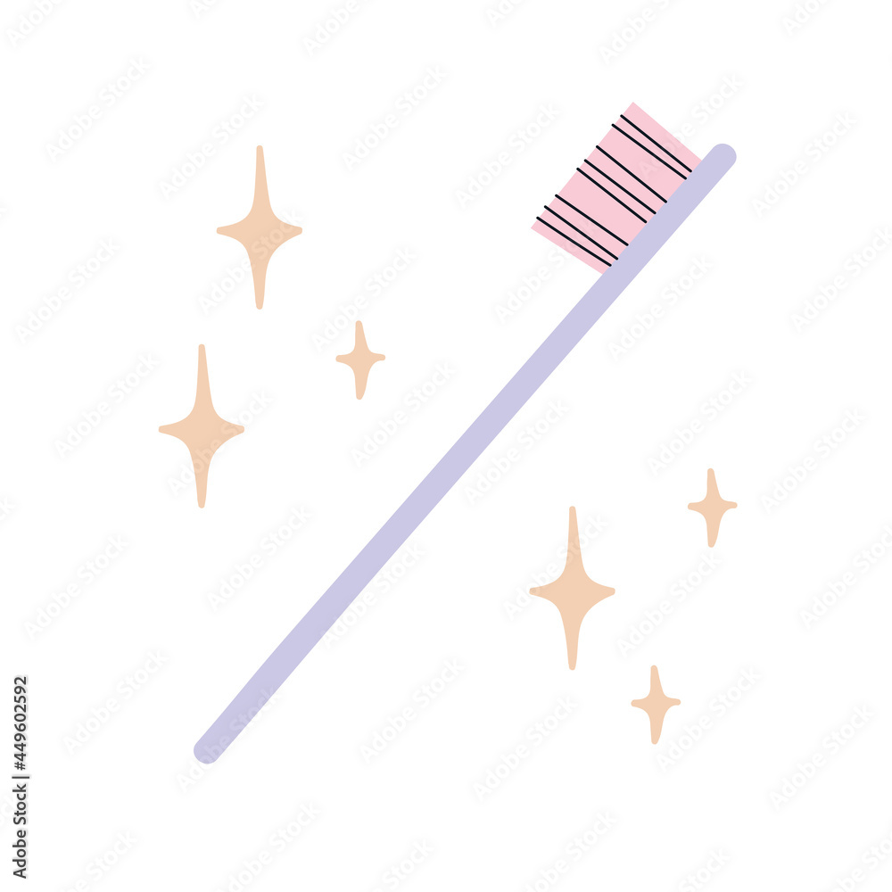 Cute vector hand drawn illustration of teeth brush. Background. Can be ...