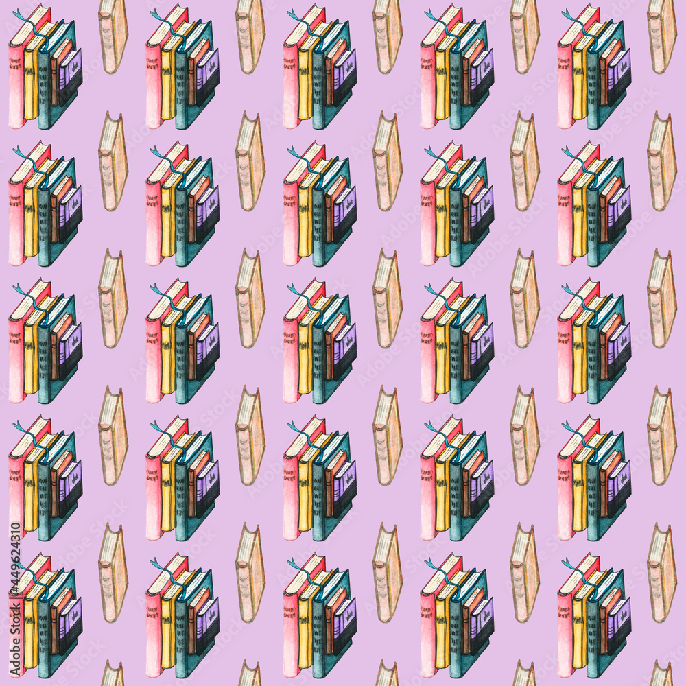 Seamless watercolor patterns . School books. Back to school. Paper with ...