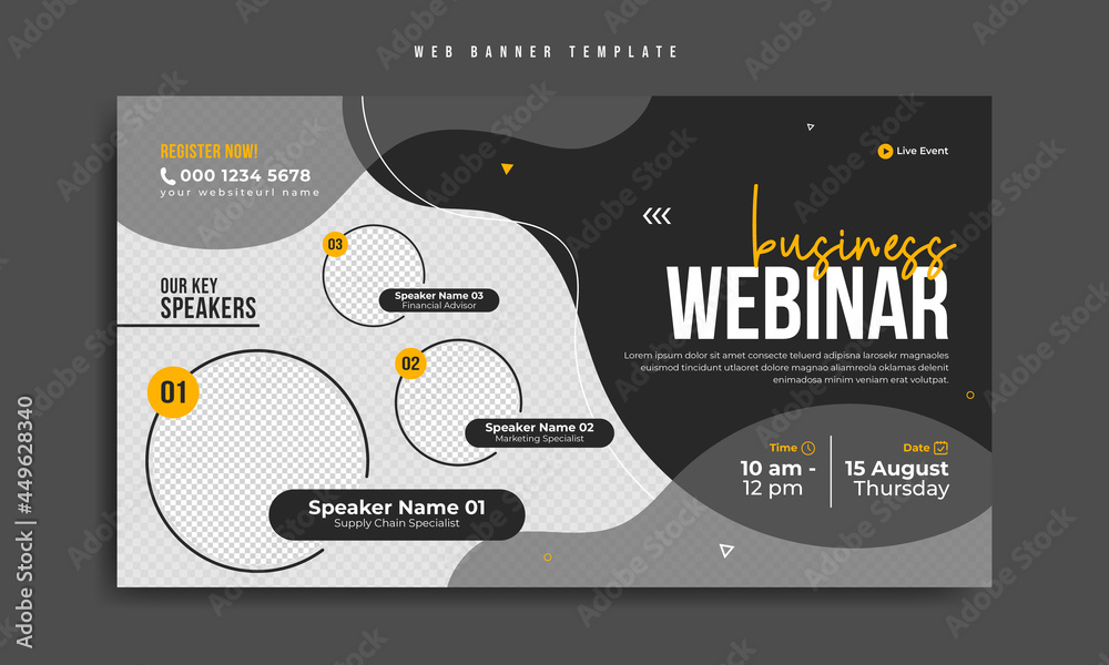 Online business webinar web banner template design. Corporate ...