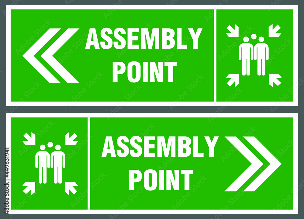 Assembly Point directional sign vector design Stock Vector | Adobe Stock