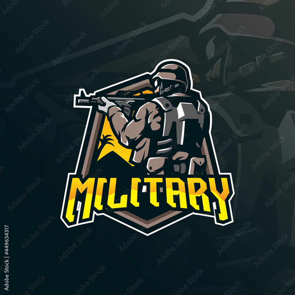 military mascot logo design vector with modern illustration concept ...