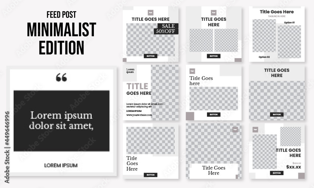 Set of editable social media instagram post simple and minimal design ...