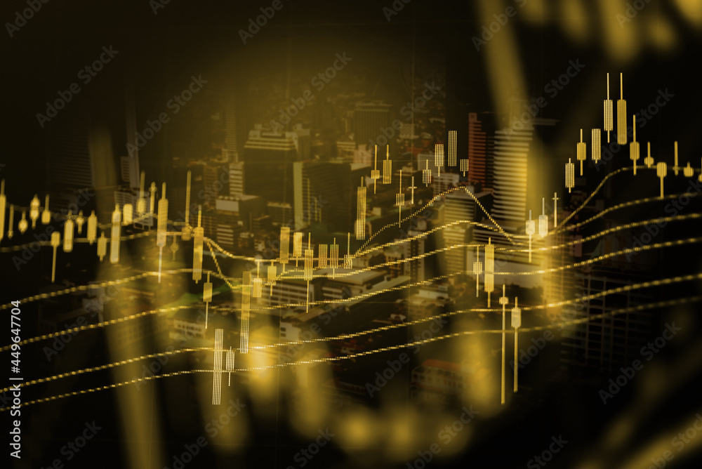 Candlestick chart in financial stock market on digital number ...