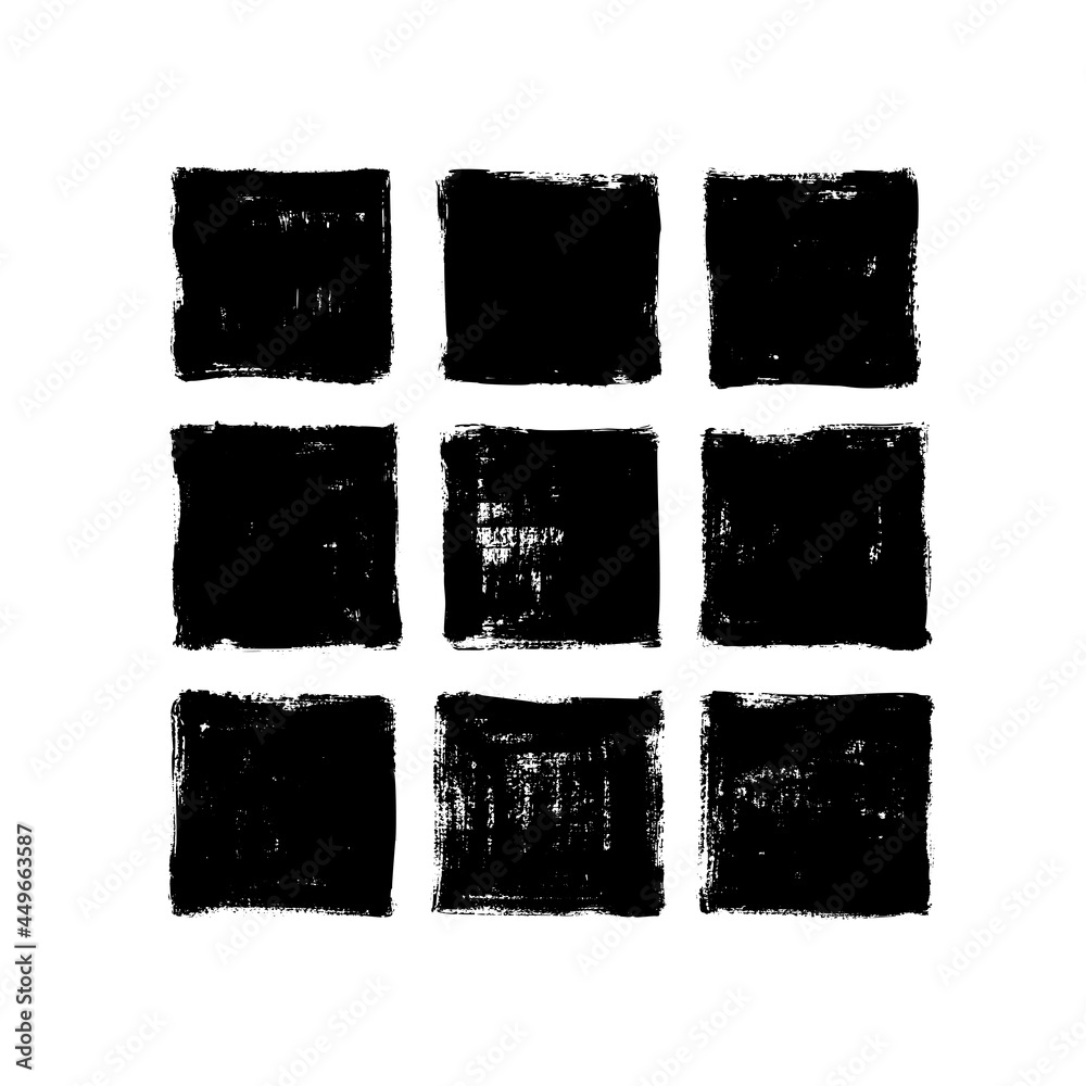 Black vector square box collection. Black painted square or rectangular ...