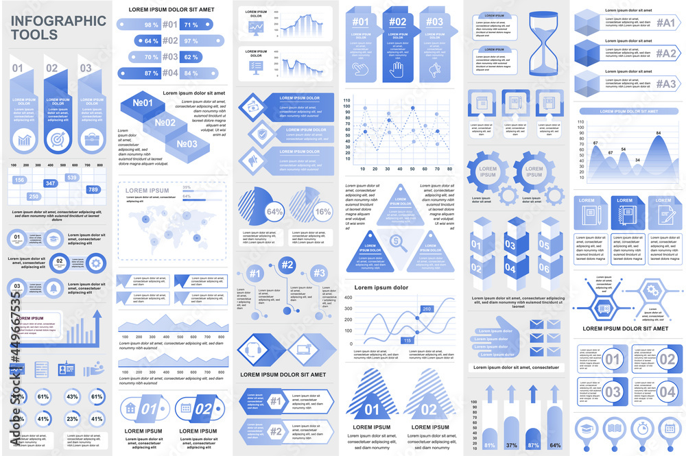 Bundle infographic elements data visualization vector design template ...