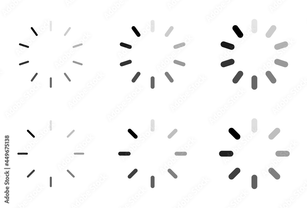 Loading icon set. Set of loading wheel vector icons isolated on white ...