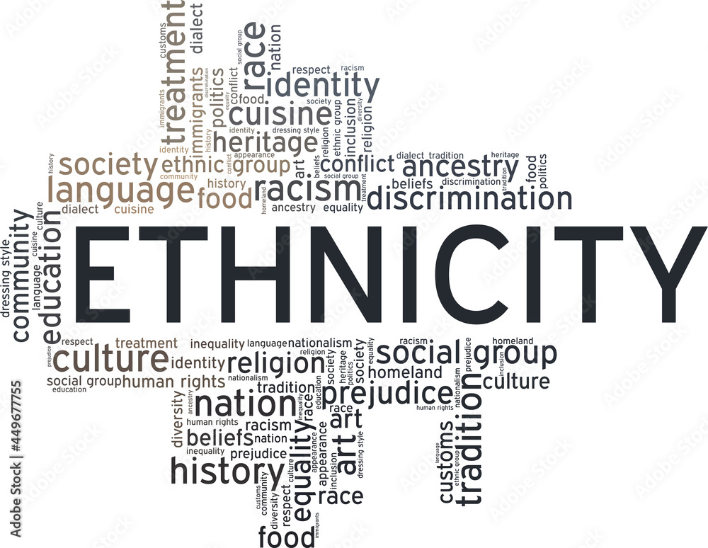 Ethnicity vector illustration word cloud isolated on a white background ...
