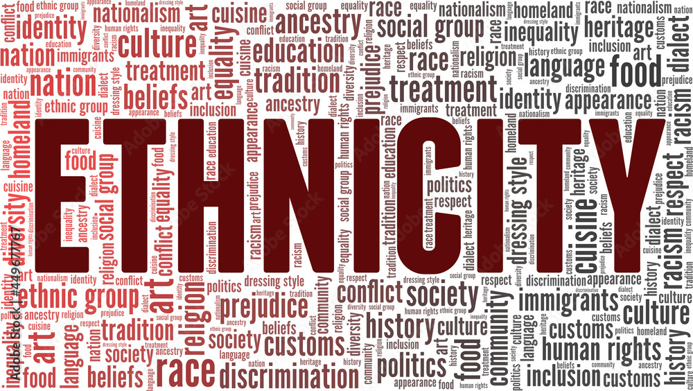 Ethnicity vector illustration word cloud isolated on a white background ...