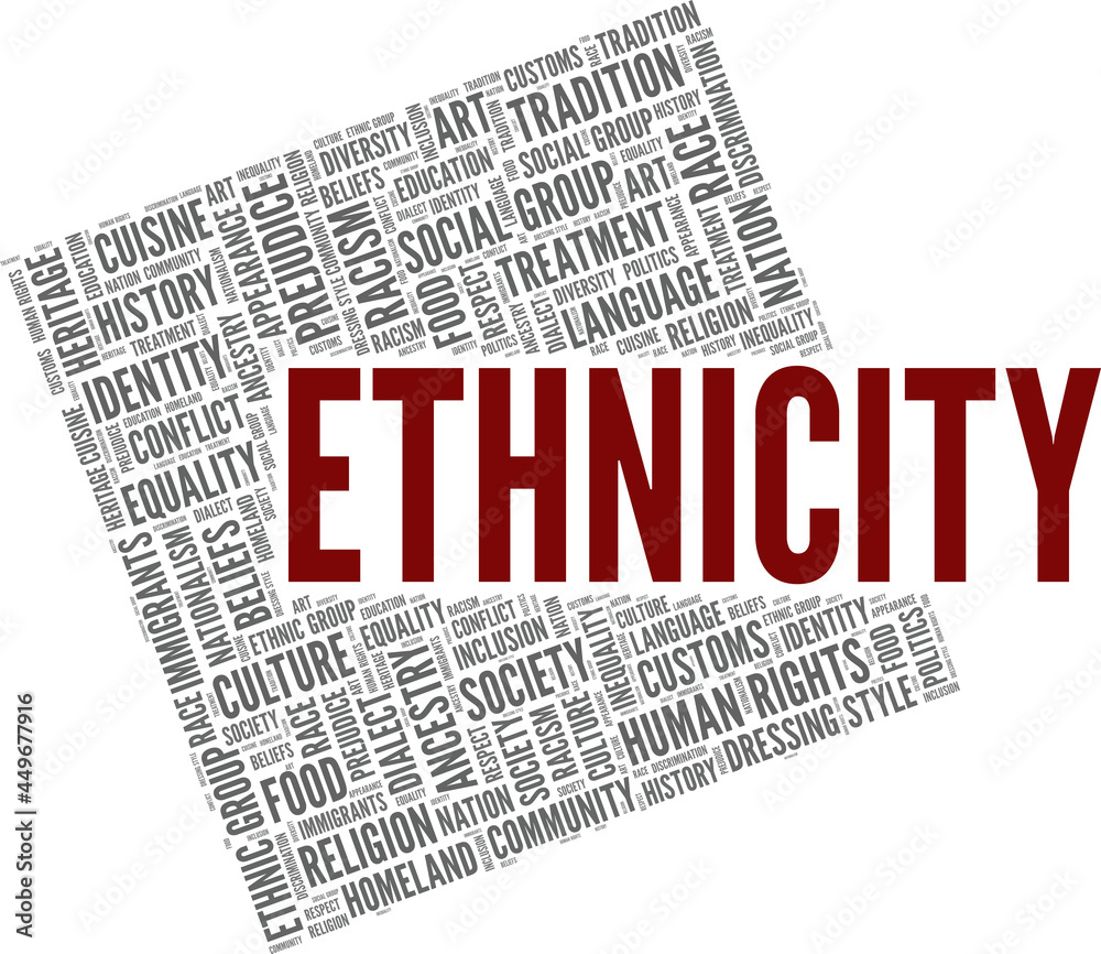 Ethnicity vector illustration word cloud isolated on a white background ...