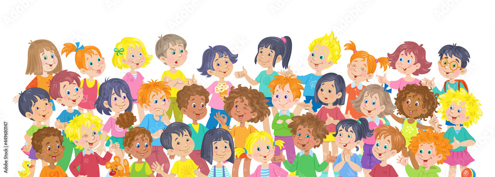 Multicultural diverse group of children. Kids with different skin and ...