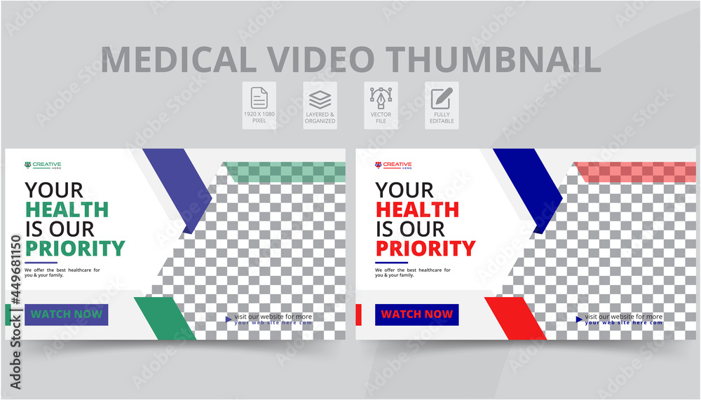 Elegant Medical Video Thumbnails Templates Design. Premium Quality ...