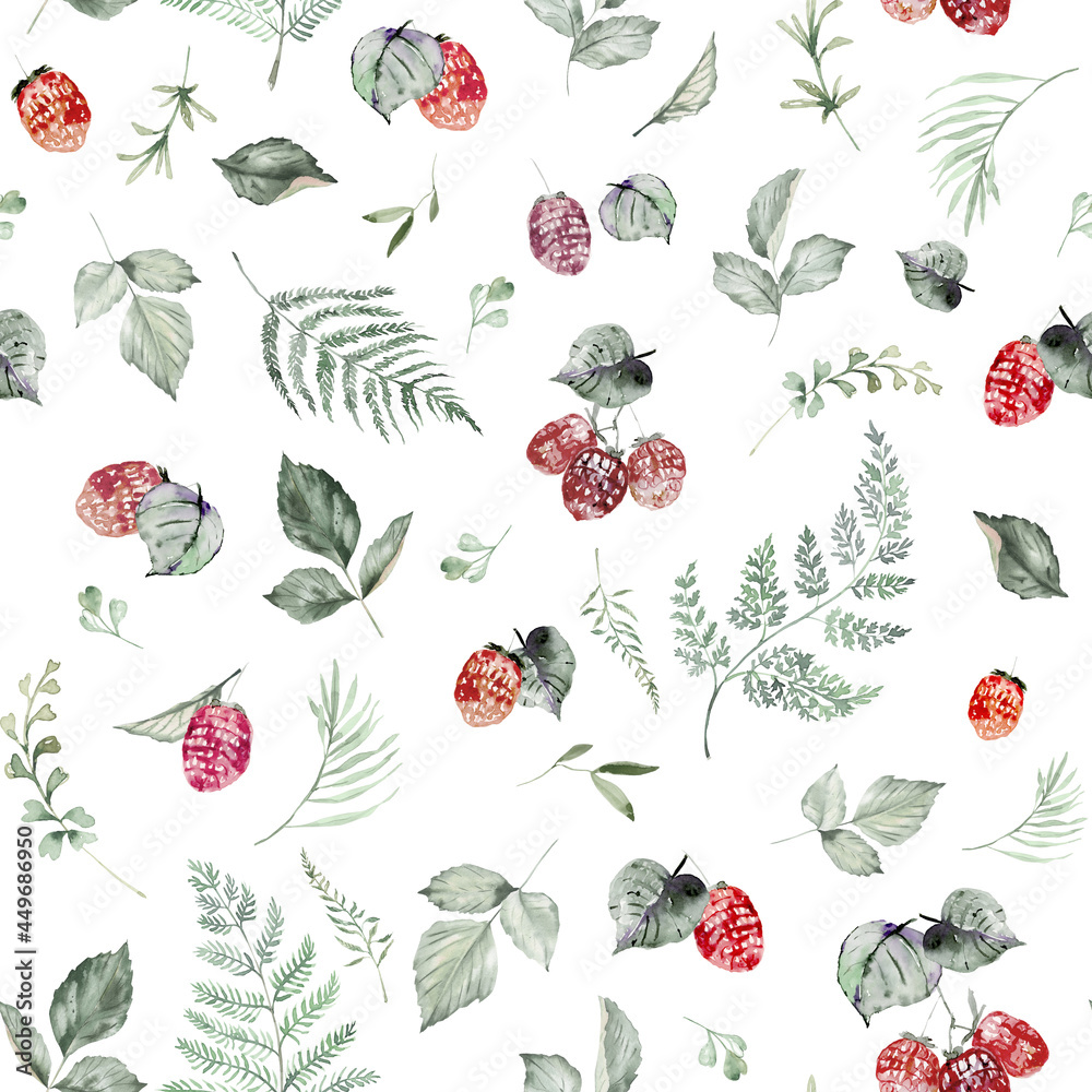 Woodland seamless pattern for fabric, Watercolor forest animals ...
